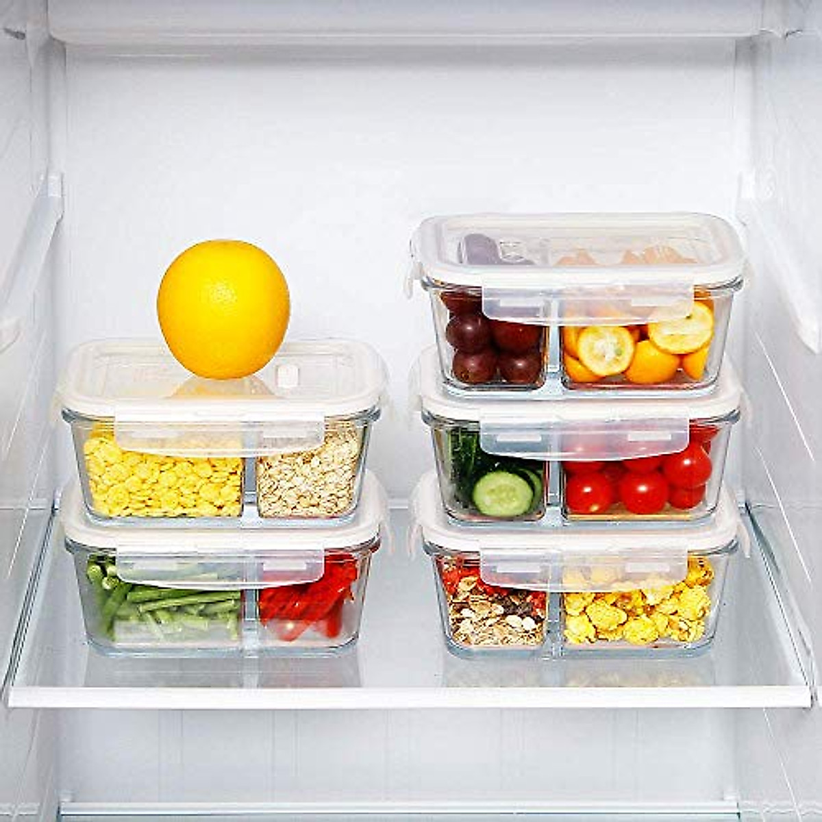 3 Pack 33.8oz Bento Box Glass Meal Prep Containers 3 Compartments Glass Food Storage Containers with Lids Meal Prep Bowls Lunch Box Glass Food Prep Containers Lunch Containers for Microwave Oven