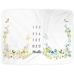 Kute 'n' Koo Premium Fleece Boy and Gril Twins Baby Monthly Milestone Baby Blanket for Girl Boy, Large Personalized Photography Background Blankets, Thick Fleece for Mom Newborn