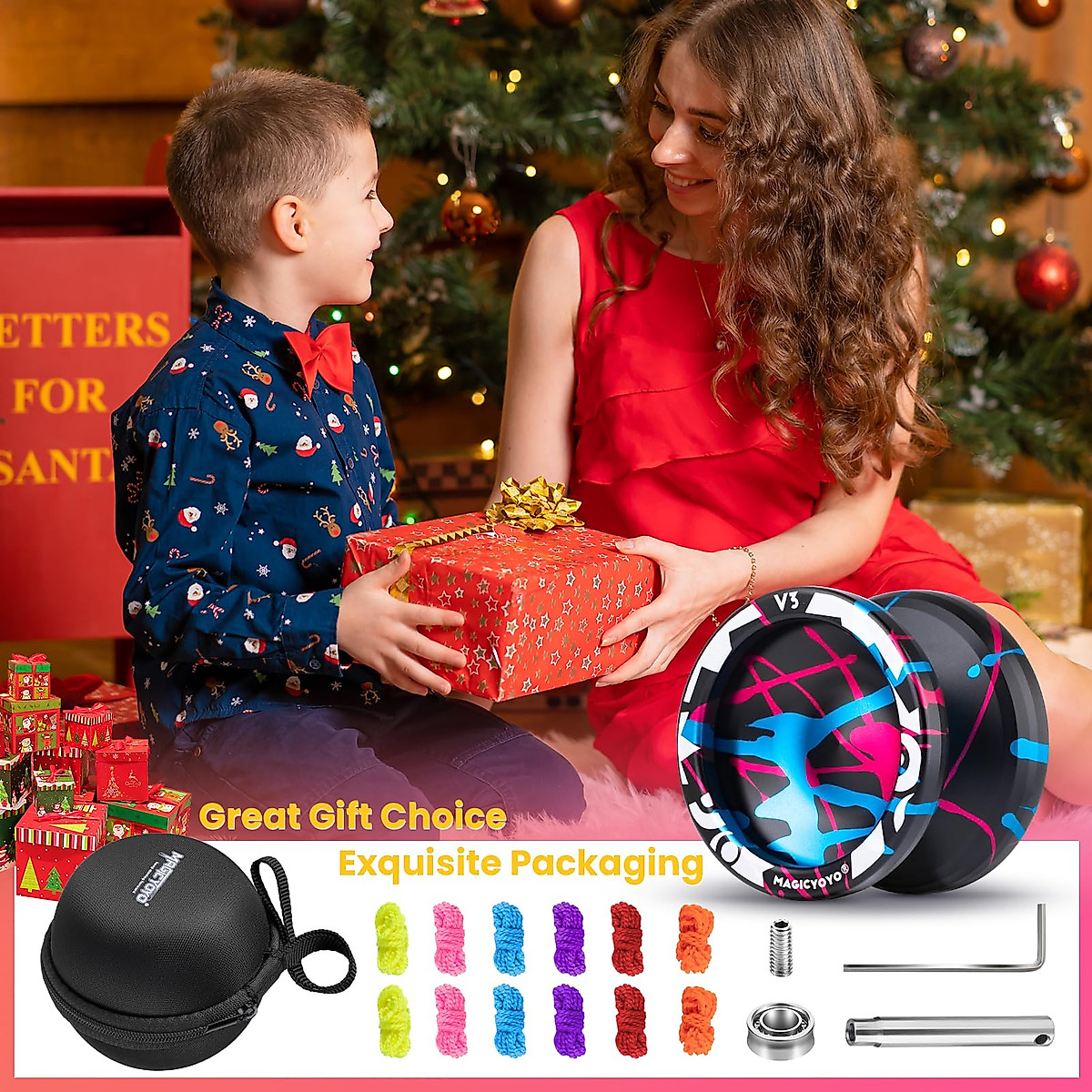 MAGICYOYO V3 Yoyo Professional Responsive Yoyo for Kids, Unresponsive Yoyo for Adults, Metal Professional Yoyo + 12 Yoyo Strings, Yo-Yo Accessory