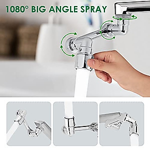 8T8 1080° Rotating Faucet Aerator Extender, Large-Angle Water Nozzle Faucet Adapter, Universal Splash Filter Kitchen Tap Extend, Faucets Bubbler for Kitchen and Bathroom Sink Faucet