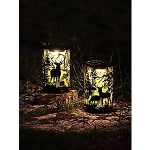 MECAKUCA Solar Garden Lights,Outdoor Lanterns Waterproof,Hanging Patio Lights,Decorative Retro Metal Solar Lights for Table Patio Yard Pathway Walkway Christmas