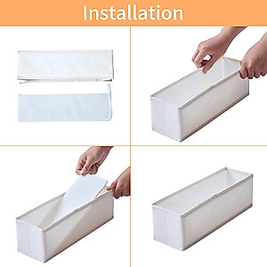 Tuza 4 Pack Dresser Organizer, Small Baskets for Organizing, Fabric Narrow Storage Bins, Foldable Underwear Organizer for Drawer, Dresser, Closet, Shelf, White