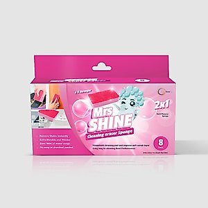 Mrs Shine, 4 X Stronger, Magic Eraser Sponge, 8-Pack,Cleaning Sponge, Multi-Purpose Power Scrub, Household Cleaning, Cleaning Pad Office & Industries. Boat Scuff Eraser, Esponja, Cleaning Brush, Bath