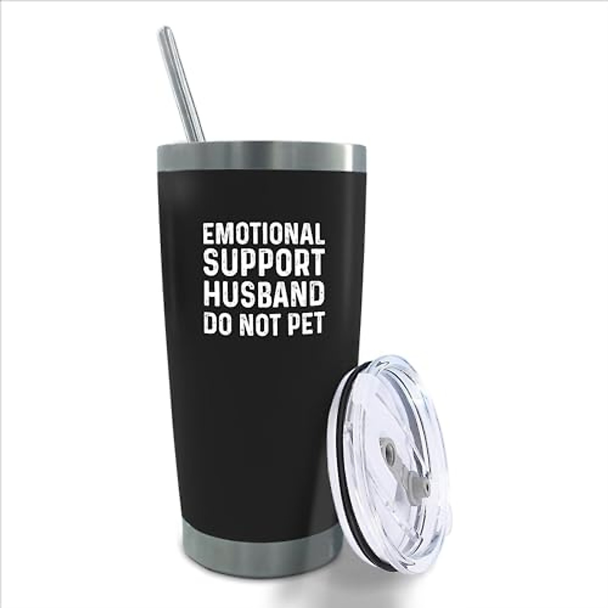 liabiliies Emotional Support Husband Do Not Pet Tumbler Coffee Tumblers 20 oz Tumbler with Lid and Straw Insulated Tumblers Stainless Steel Tumbler