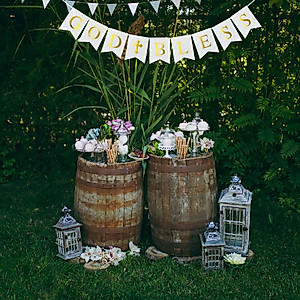 CHRORINE God Bless Banner Baptism First Holy Communion Confirmation Decorations for Boys Girls (White)