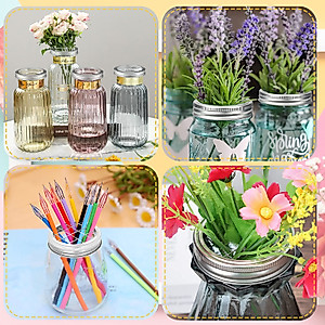 Cinvo Flower Mason Jar Insert Lid Metal Flower Organizer Frog Lid for Regular Mouth Mason Canning Jars Bouquet Easy Flower Arranging(6 Set Rings and Separate Lids)