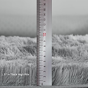 JKMAX Fluffy Shag Area Rugs for Living Room，Tie-Dyed Light Grey Soft Plush Fuzzy 3x5 Rug for Bedroom Nursery Girls Boys Room Kids Room Decor，Upgrade Anti-Skid Carpet for Home Decor Aesthetic