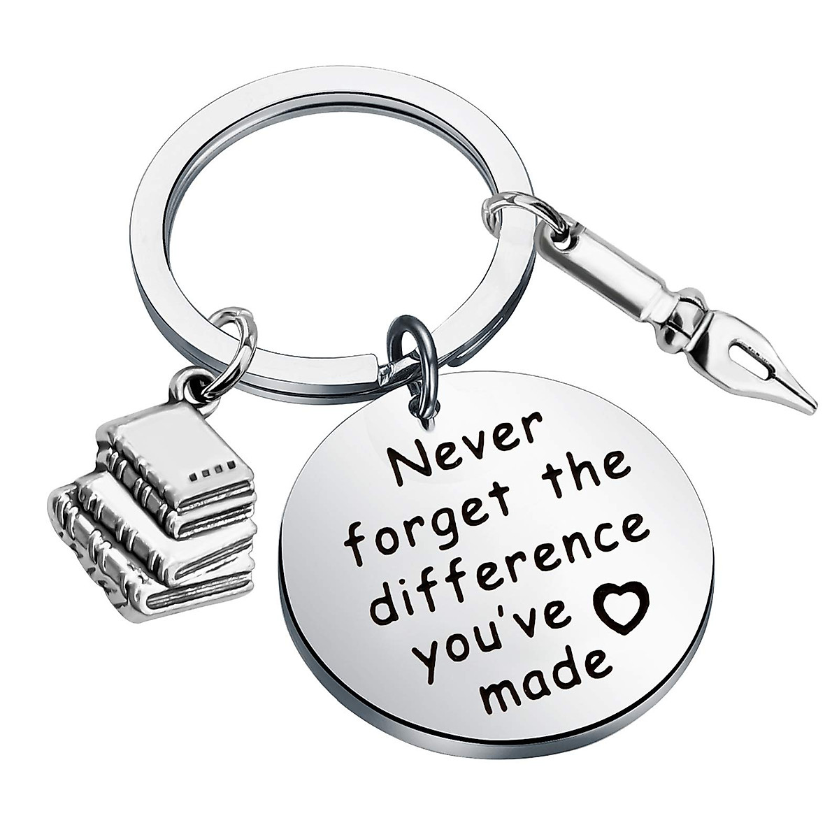 MYOSPARK Writer Keychain Author Gift Never Forget The Difference You've Made Bibliophile Gift For Editor Librarian Journalist (difference writer keychain)