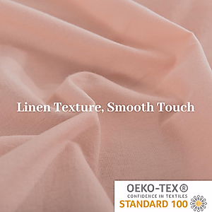 NEXHOME PRO Duvet Cover Set Queen Size Linen Feel Textured Organic Natural 100% Washed Cotton Duvet Cover 3 Pieces Bedding Set with Zipper Closure, Breathable, Soft, Pink (No Comforter)