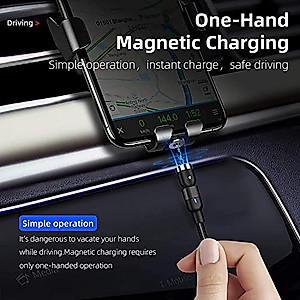 Yidawin Magnetic Charging Cable (4 Pack 1.6ft+3.3ft+6.6ft+10ft), 540° Rotation Magnetic USB Cable, Nylon Braided Magnetic Phone Charger Cable for Type C, Micro USB, iProduct