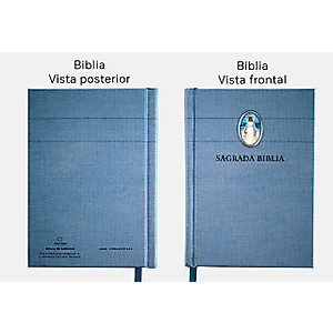 Biblia Católica en español. Tapa dura azul, con Virgen Milagrosa en cubierta / Catholic Bible. Spanish-Language, Hardcover, Blue, Compact
