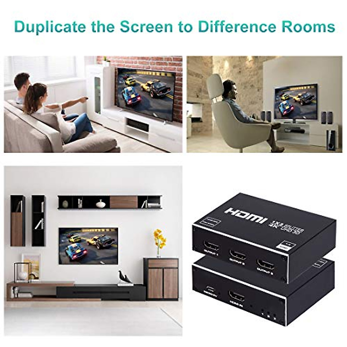 1x3 HDMI Splitter, 1 in 3 Out HDMI Splitter Audio Video Distributor Box Support 3D & 4K x 2K Compatible for HDTV, STB, DVD, PS3, Projector Etc