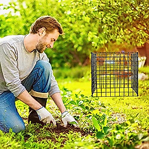 DOSTATNI 12 Sheet Small Wire Plant Protectors with Nylon tie Plant Protector 12” Garden Wire Plant Mesh U-Shaped Garden Stakes for Plants, Vegetables and Shrubs (12)