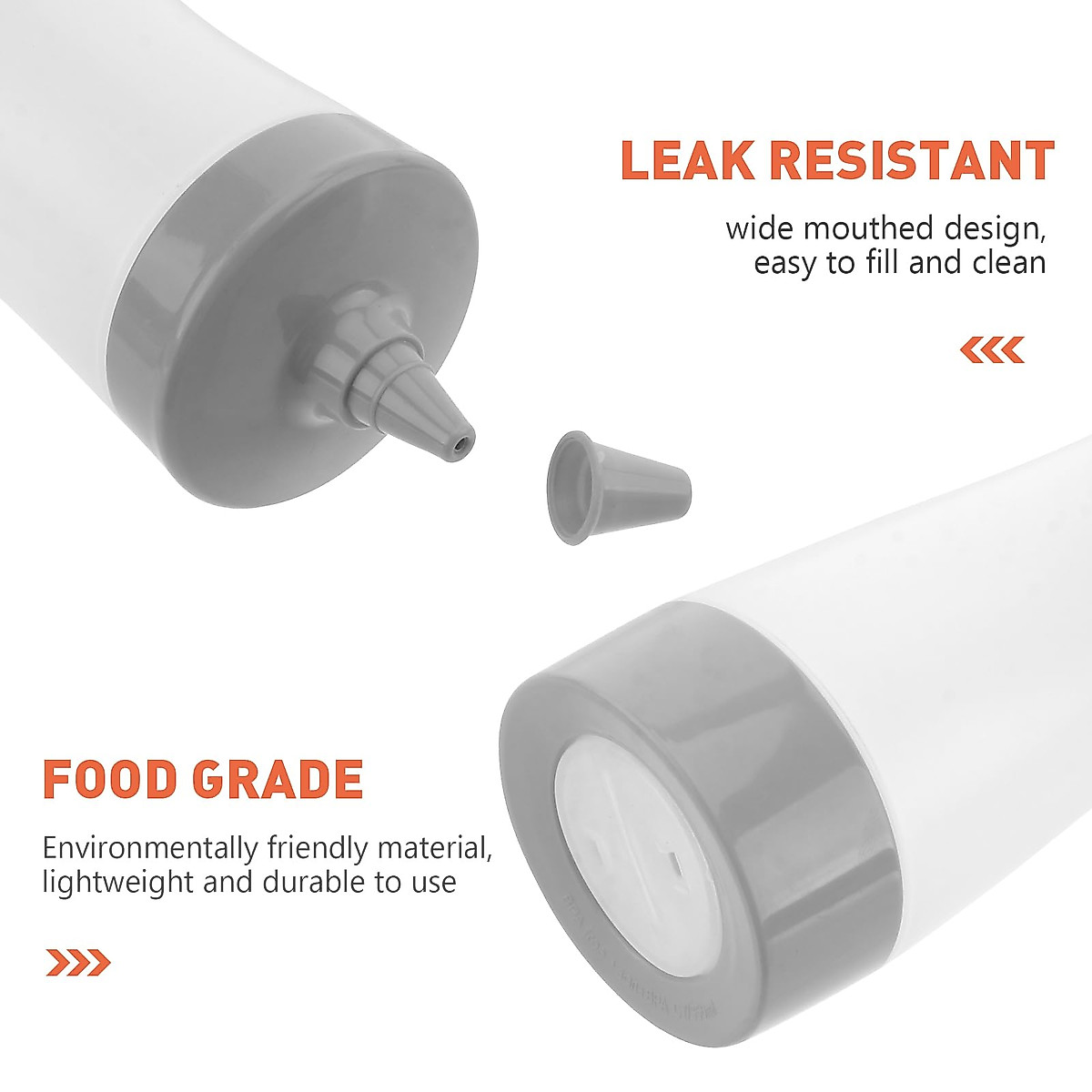 3 Pack Condiment Squeeze Bottle, 12oz (350ml) Plastic Squeeze Bottles With Caps, BPA Free Sauce Bottle for Ketchup, Mustard, Olive Oil, Glue, and More (Gray)