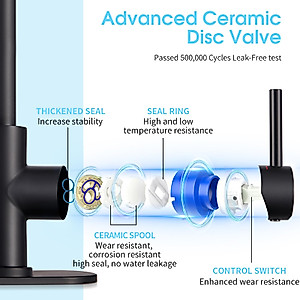 CREA Bar Sink Faucet,Black Bathroom Faucet with Pop Up Drain Stopper Overflow,Pre Wet Small Kitchen Sink Faucet Single Hole 1 Handle Stainless Steel,Bathroom Sink Stopper Hair Catcher