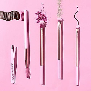 Naturally Beautiful Eye Set by Real Techniques for Women - 5 Pc Tapered Shadow Brush - 355, Brow Highlighter Brush - 354, Flat Liner Brush - 326, Brow Duo Brush - 353, Fine Point Tweezer