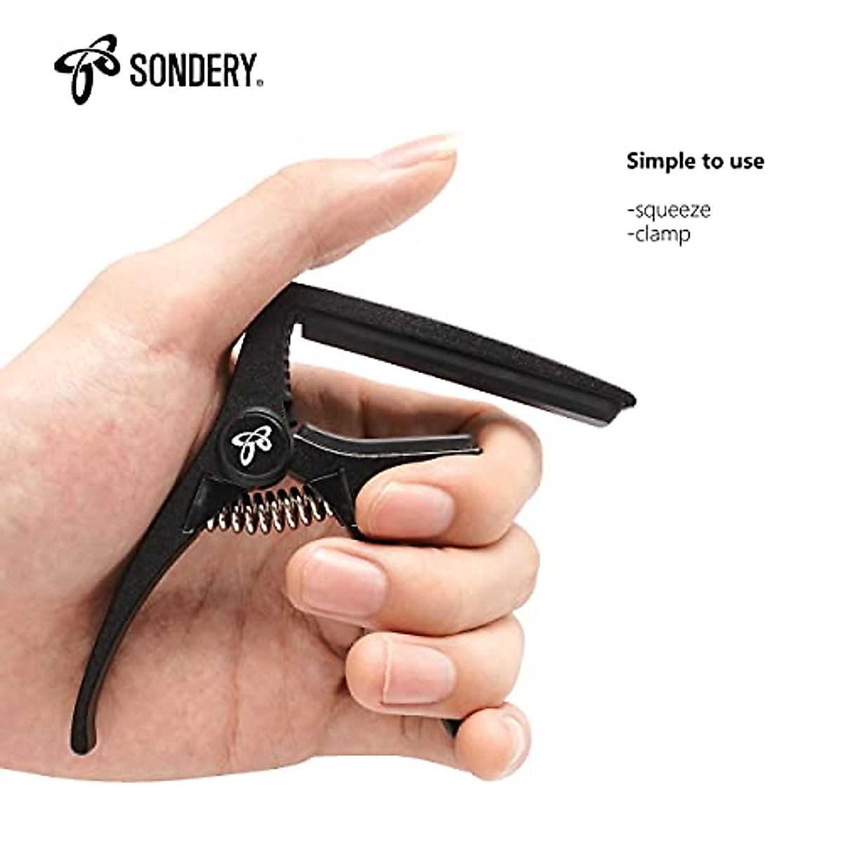 Sondery Capo for Classical Guitars, Ultra Light Clamp for Nylon Strings Straight Fingerboard Guitars, Equipped with Steel Spring Trigger (black)