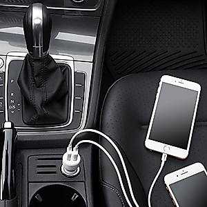 Amazon Basics 24W (4.8A) Two-Port USB-A Car Charger for Apple, Android Devices and more - Black and Red