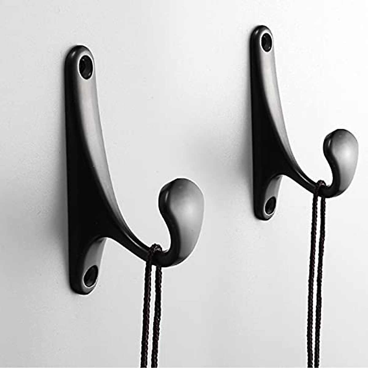2 Pack Matte Black Hook, Wall Mounted Heavy Duty Towel Hooks Metal Robe Hook Kitchen Hanger Sturdy Coat Locker Single Hooks for Hanging Coat Towel Key Bag Scarf