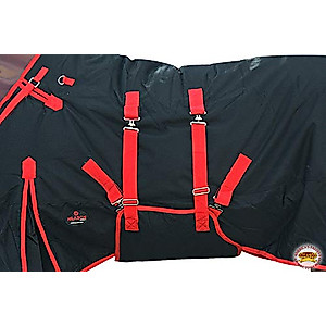 HILASON 76 in 1200D Turnout Winter Horse Neck Cover Belly Wrap Sheet Black