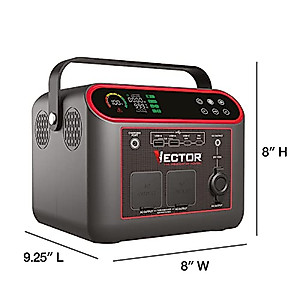 VECTOR VECLIPS6 733 Watt Lithium Portable Power Station Powers 9 Devices At Once, Pure Sine Wave Technology, AC, USB and Wireless Charging, Solar Capable