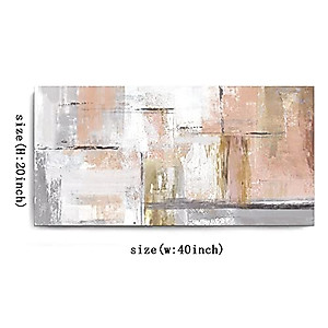 TIDOES Abstract Wall Art for Girls Pink Wall Art for Living Room Gold Wall Decor Large Canvas Prints Painting Pictures for Wall Ready to Hang 20"x40"