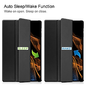 elitegadget Tri Fold Case for Samsung Galaxy Tab S9 Ultra 14.6 Inch (SM-X910/X916/X918) - Lightweight Tri-Fold Auto Wake/Sleep Cover for Galaxy Tab S9 Ultra (2023 Released) (Black)
