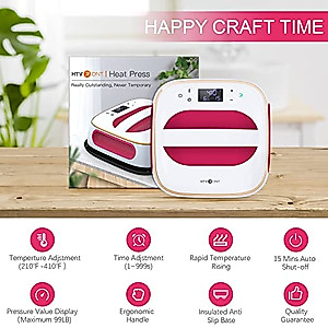 HTVRONT Heat Press Machine for T Shirts, 10"X10" Portable T Shirt Press Machine, Fast Heat-up Iron Press Heat Transfer Machine for Hat, Vinyl, Sublimation (Raspberry)