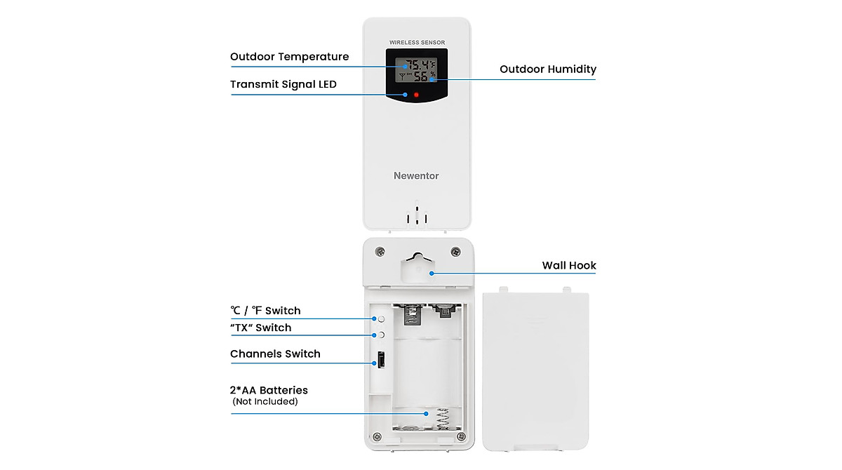 Newentor Wireless Remote Sensor: Monitor Temp & Humidity