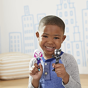 Spidey and His Amazing Friends Hero Reveal 2-Pack, Marvel Action-Figures, Mask-Flip Feature, Ghost-Spider and Black Panther, Kids Easter Gifts, 3+