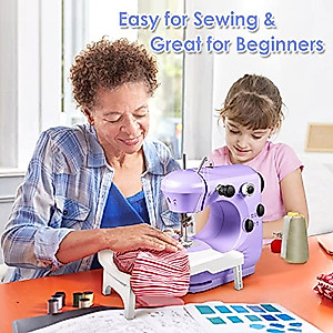 Sewing Machine, Portable Sewing Machine for Beginners with Light and Extension Table, Easy to Use & Safe for Kids, Best Gifts Suitable for DIY Home Travel, Space Saver
