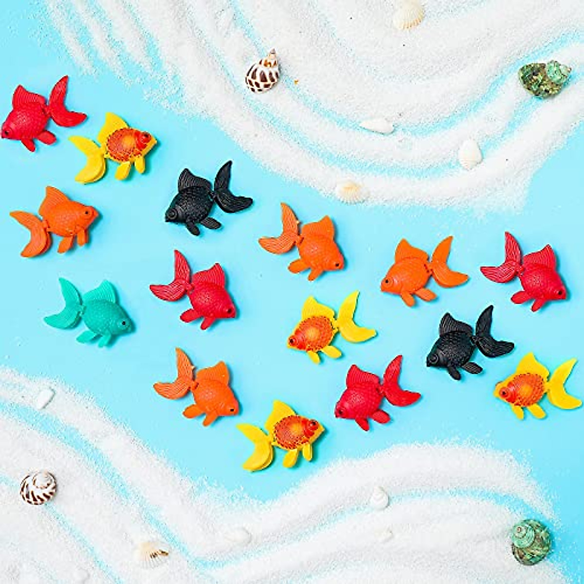 Sumind 30 Pieces Fake Floating Fishes Plastic Fake Goldfish Artificial Aquarium Fishes Colorful Realistic Artificial Moving Fish Ornament Decorations for Aquarium Fish Tank