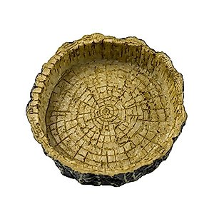 OMEM Reptile Natural Bowl Food and Water Dish Resin Made (Tree bark)