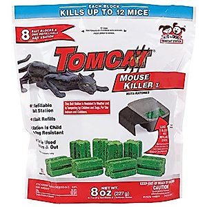 Tomcat Mouse Killer I Tier 1 Refillable Mouse Bait Station, 1 Station with 8 Baits (Bag)