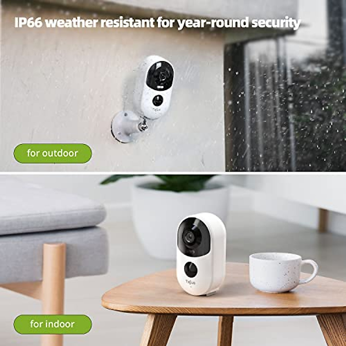 TIEJUS 2K Cameras for Home Security 2 Pack, Wireless Security Camera Outdoor with Motion Detection, 2 Way Talk, Color Night Vision, Siren Indoor Camera, IP66 Weatherproof Surveillance Camera, Cloud/SD
