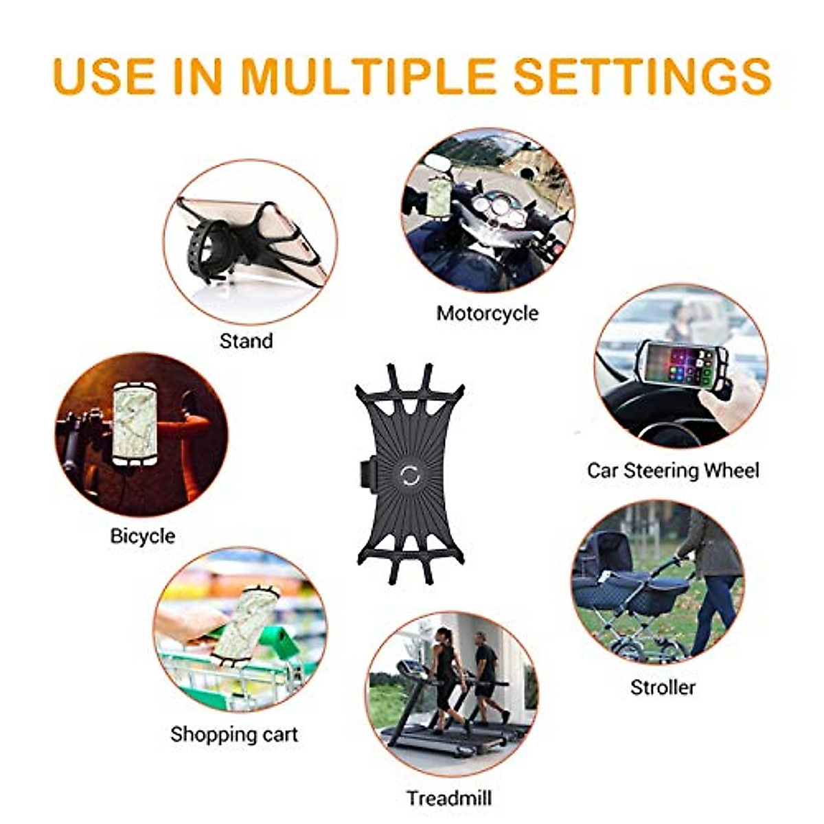 BeeAktiv 2021 New Thick Case Design Bike Phone Holder, 360°Rotatable Silicone Bike &Motorcycle Phone Mount, Universal Fit for Smartphones, Adjustable for iPhone, Galaxy, Google Pixel, Samsung