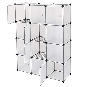 12-Cube Storage Shelf Cube Shelving Bookcase Bookshelf Organizing Closet Toy Organizer Cabinet White Color