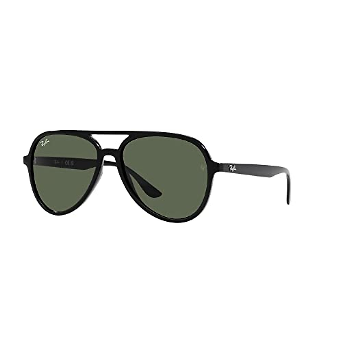 Ray-Ban RB4376F Low Bridge Fit Aviator Sunglasses, Black/Dark Green, 57 mm