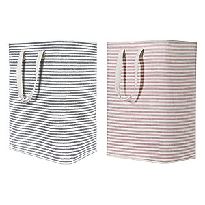 Lifewit 72L Freestanding Laundry Hamper Collapsible Large Clothes Basket with Easy Carry Extended Handles for Clothes Toys, Grey and Pink