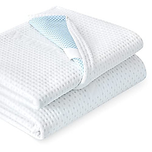 subrtex 3 Inch Bedding Topper Cover Removable Cool Mattress Protectors Washable with Adjustable Straps Anti-Slipping Meshing Backing Bamboo Fabric with Zipper (CK), 3inch, White