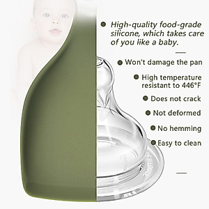 Collfa Heavy Duty Kitchen Silicone Cooking Utensils Set Heat Resistant Kitchenware Nonstick Resistant Kitchen Tools For Cooking,With Hooks 7 Pcs Slotted Spoon,Spatula,Stirring Fork,Spoon,Dark Green