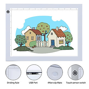A4 Silver LED Trace Light Pad NXENTC Light Table USB Power LED Tracing Light Board for Artists,Drawing, Sketching, Animation