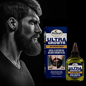 Difeel Mens Ultra Growth Hair and Beard Care Set - 3 Piece Shampoo, Hair Oil and Beard Oil Set