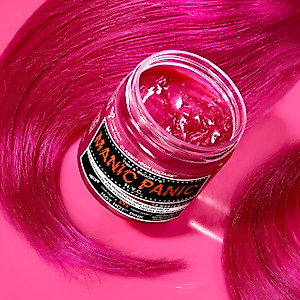 MANIC PANIC Hot Hot Pink Hair Dye - Classic High Voltage - Semi Permanent Cool-toned Medium Neon Pink Hair Color That Glows In Blacklight - Vegan, PPD & Ammonia Free (4oz)