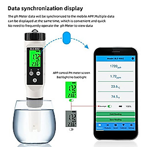 TOPINCN Water Quality Tester, ABS Chemicals & Water Testing Products Test Strips H2 Meter Hydrogen Tester ±0.5℃ Accuracy High Sensitivity Probe LCD Backlit with ATC for Aquariums