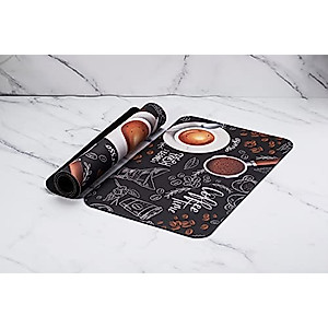 IKAPE Coffee Maker Mat, Dish Drying Coffee Mats for Kitchen Counter for Coffee Bar Accessories Protects Kitchen Countertops From Spills, Stains & Scratches - Can be Machine Washable (15.8” x 23.6”)