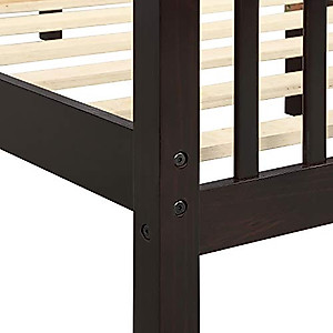 yoptote Wood, Twin Size Beds Frame with Headboard and Footboard Platform, Espresso