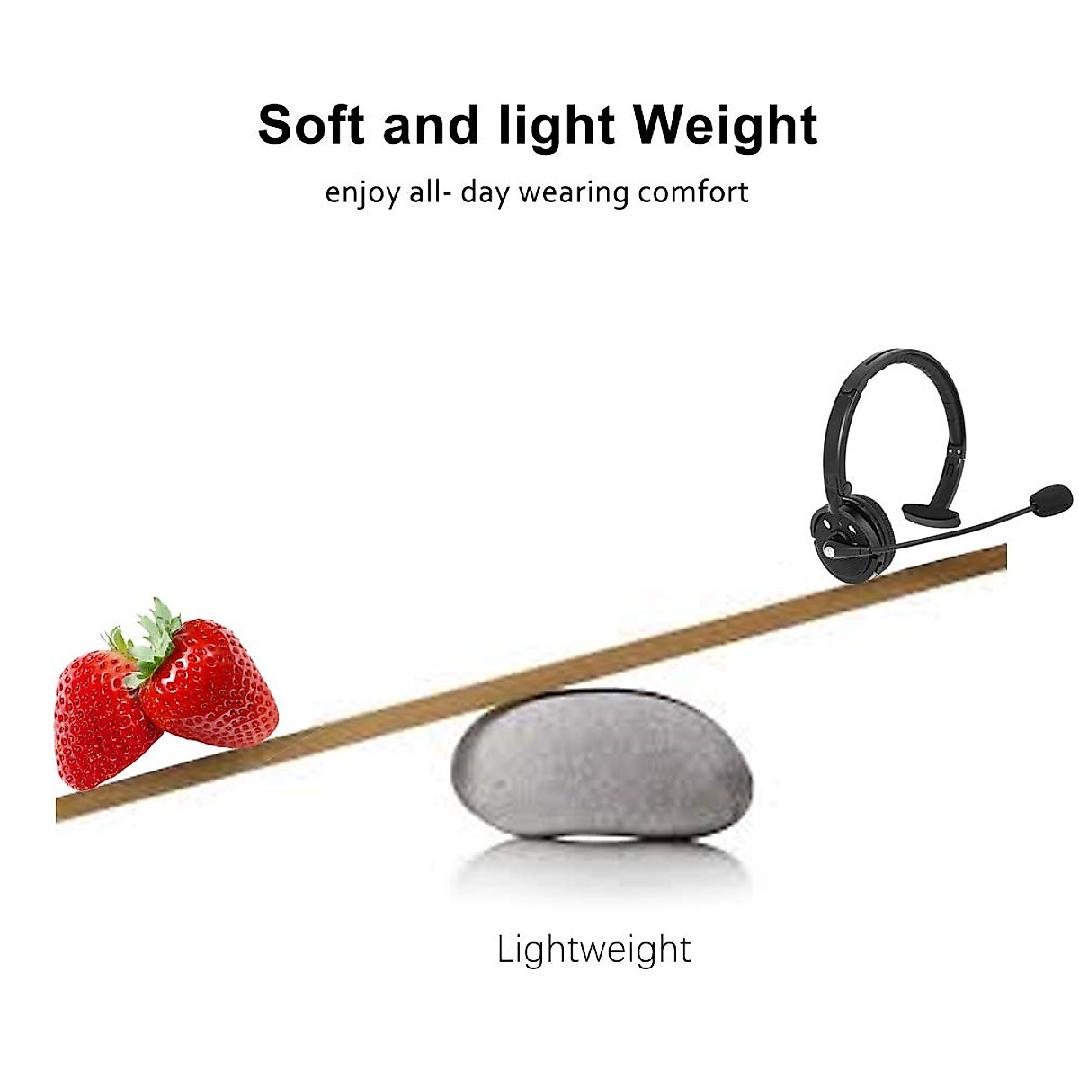 RAOPINGX Trucker Bluetooth Headset Wireless Headset with Mic Over The Head Headset On Ear Car Earphones Office Earpiece for Cell Phone Bluetooth V2.1 Compatible for iOS & Android