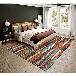 Addison Bravado Abstract Striped Paprika Power Loomed 10' x 14' Area Rug