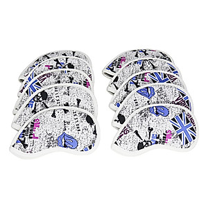 SEACLOUD 10pcs Golf Iron Head Cover UK Flag Putter Cover with Magnetic Closure Golf Club Headcover Blue